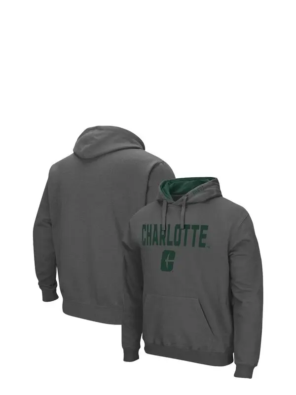 COLOSSEUM Charlotte 49ers Arch And Logo Pullover Hoodie - Charcoal