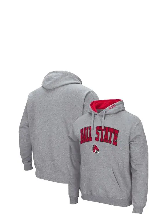COLOSSEUM Ball State Cardinals Arch & Logo 3.0 Pullover Hoodie - Heather Gray