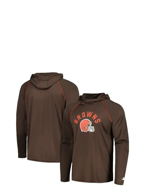 STARTER Cleveland Browns Raglan Hoodie T-shirt - Brown