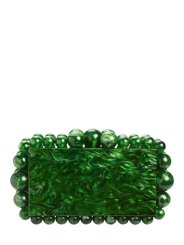 Cult Gaia Eos Beaded Acrylic Box Clutch - Malachite