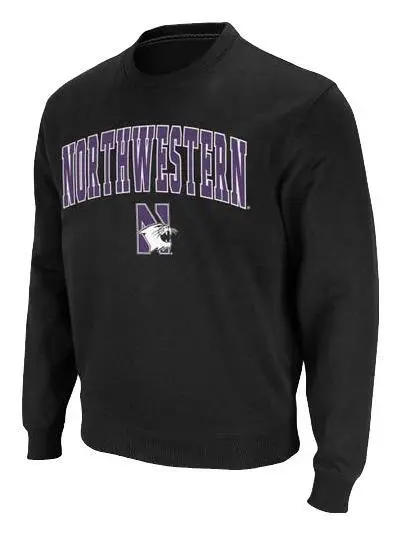 COLOSSEUM Northwestern Wildcats Arch & Logo Crew Neck Sweatshirt - Black