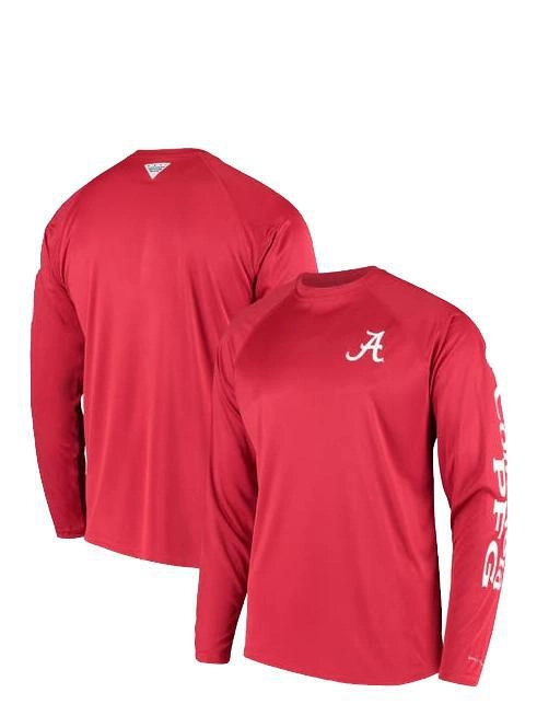 Columbia Alabama Tide Terminal Tackle Omni-shade Raglan Long Sleeve T-shirt - Crimson