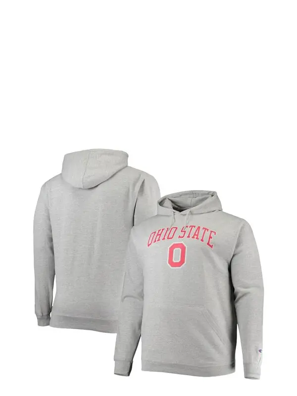 Champion Ohio State Buckeyes Arch Logo Powerblend Pullover Hoodie - Heather Gray