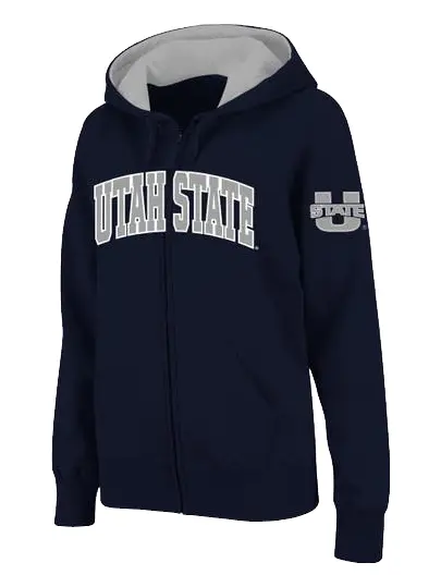 COLOSSEUM Stadium Athletic Utah State Aggies Arched Name Full-zip Hoodie - Navy