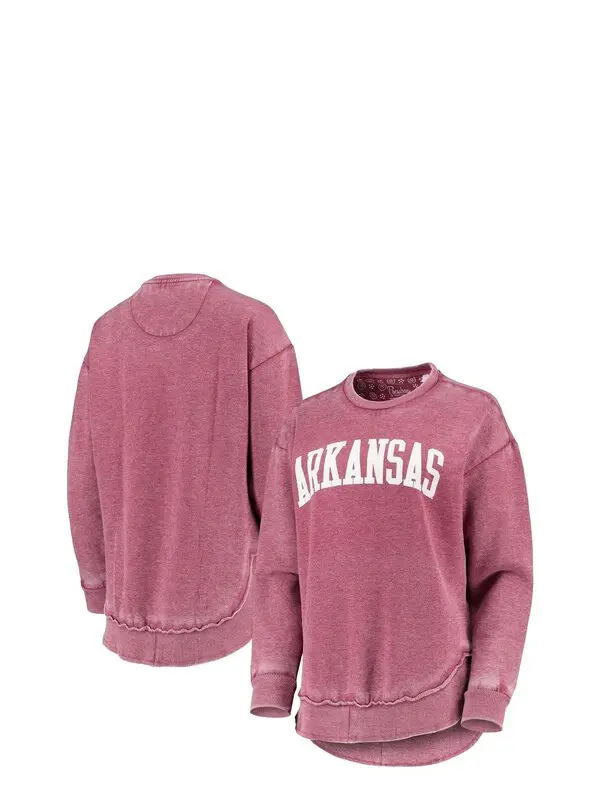 PRESSBOX Arkansas Razorbacks Vintage Wash Pullover Sweatshirt - Cardinal