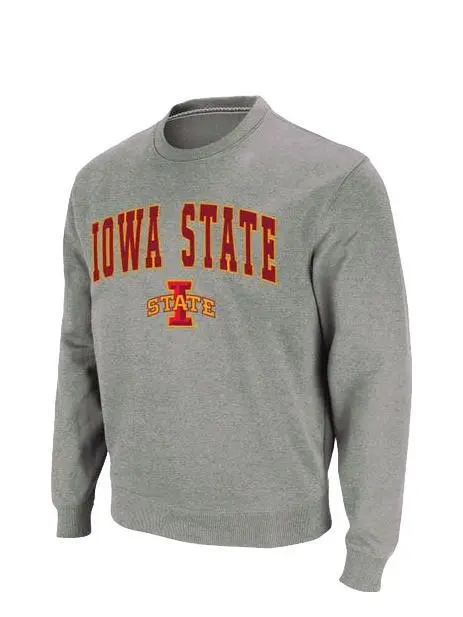 COLOSSEUM Iowa State Cyclones Arch & Logo Crew Neck Sweatshirt - Heather Gray