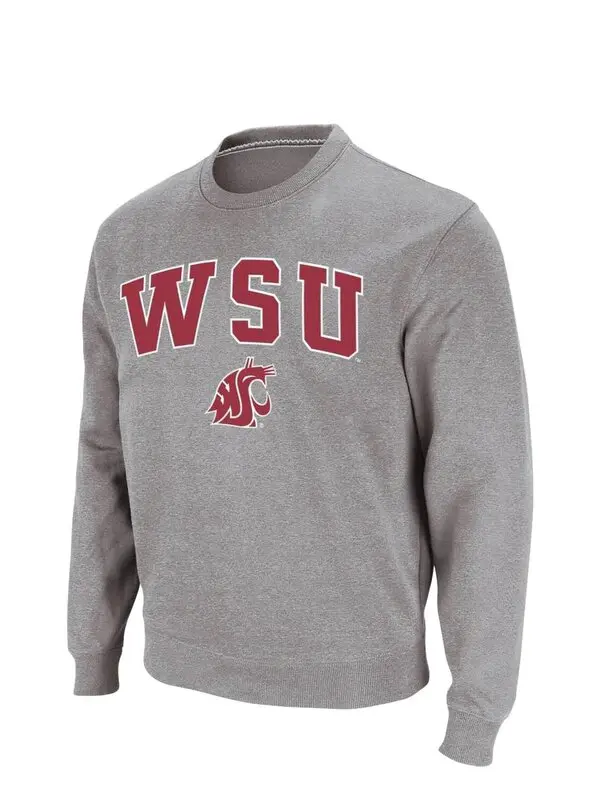 COLOSSEUM Washington State Cougars Arch & Logo Crew Neck Sweatshirt - Heather Gray