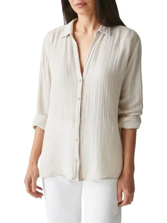 Michael Stars Leo Cotton Gauze Shirt - Cement