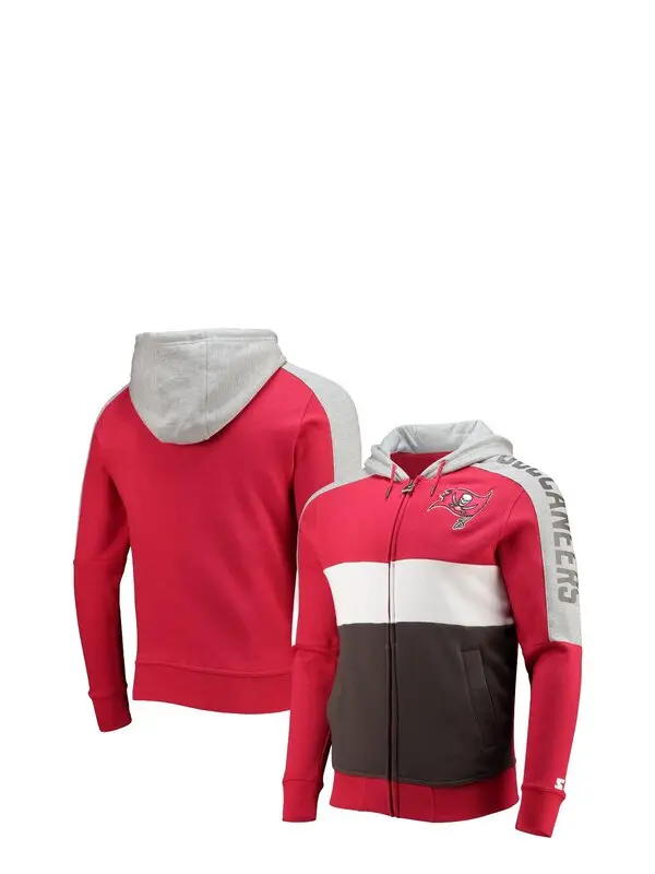 STARTER Tampa Bay Buccaneers Playoffs Color Block Full-zip Hoodie - Red