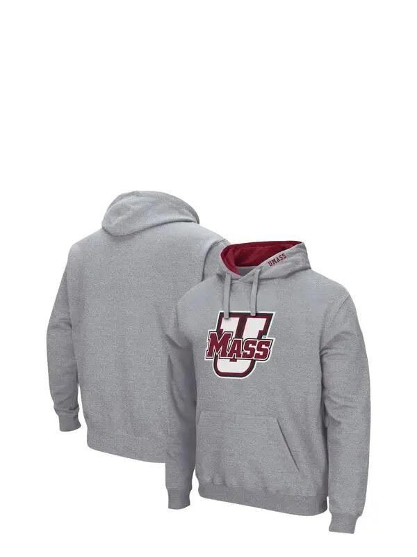 COLOSSEUM Umass Minutemen Arch And Logo Pullover Hoodie - Heather Gray