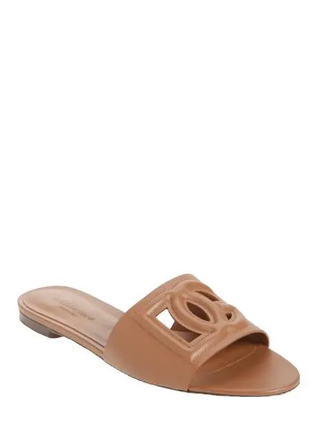 Dolce & Gabbana Bianca Interlock Slide Sandal - Light Brown