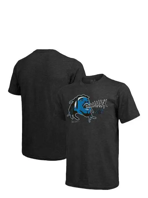 MAJESTIC THREADS Cam Newton Carolina Panthers Tri-blend Player Graphic T-shirt - Black