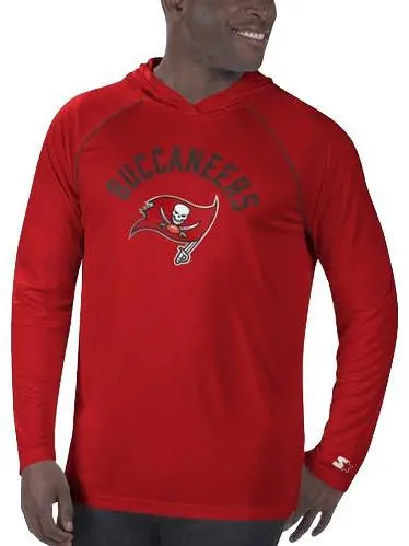 STARTER Tampa Bay Buccaneers Raglan Long Sleeve Hoodie T-shirt - Red