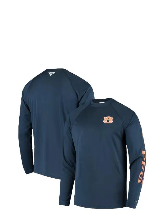 Columbia Pfg Auburn Tigers Terminal Tackle Omni-shade Long Sleeve T-shirt - Navy