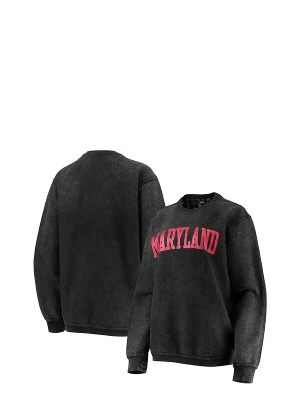 PRESSBOX Maryland Terrapins Corded Pullover Sweatshirt - Black