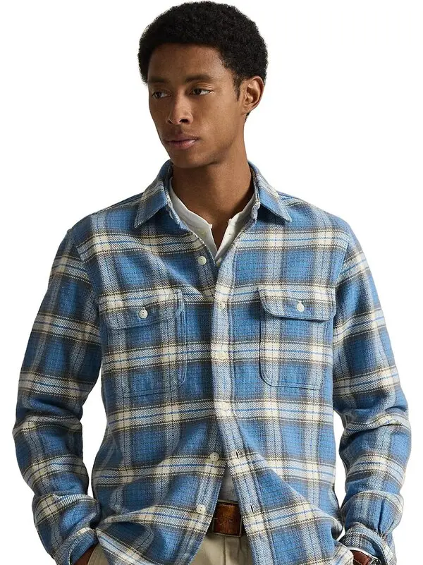 Ralph Lauren Classic Fit Plaid Flannel Workshirt - Blue Grey Multi