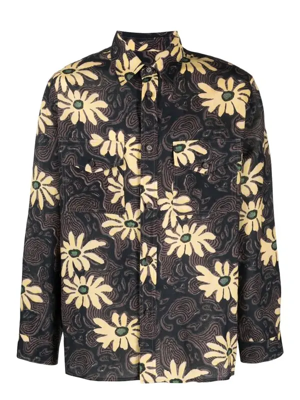 Nanushka Floral Print Shirt Jacket - Brown