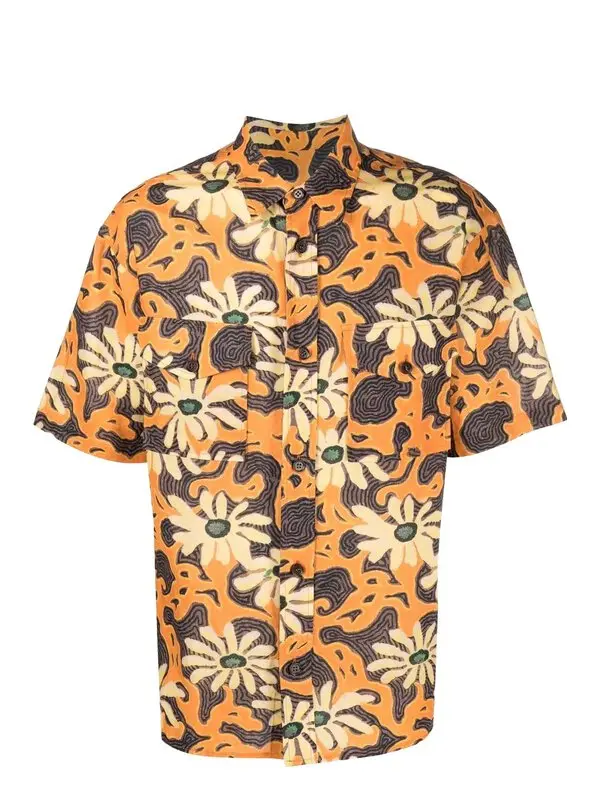Nanushka Floral Print Shirt - Orange