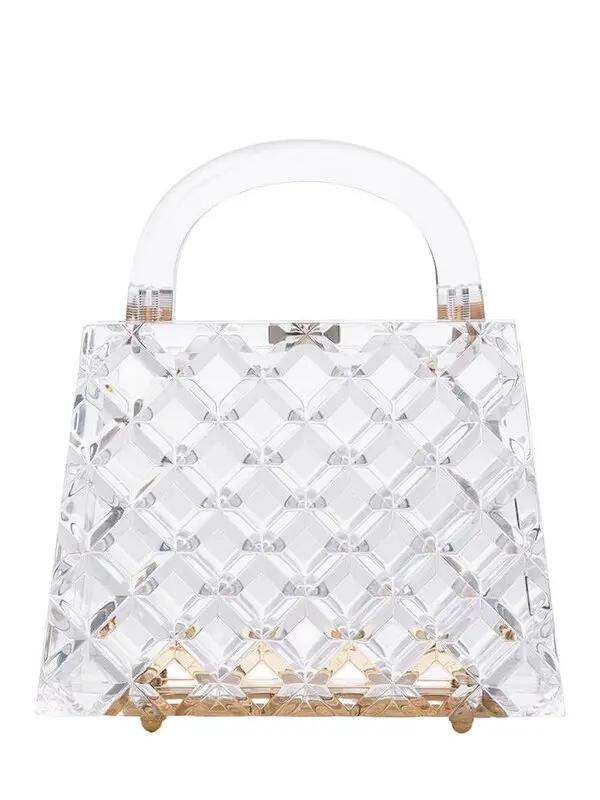 L’AFSHAR Eva Diamond-pattern Mini Bag - Neutrals