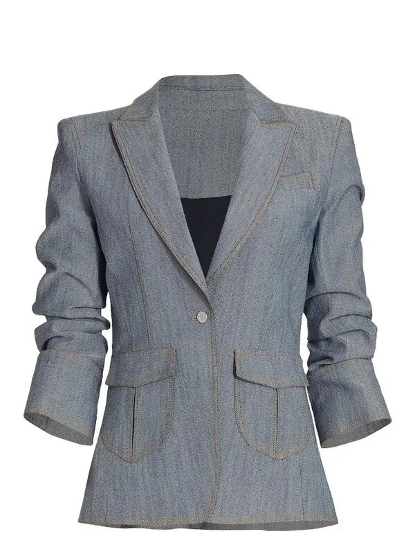 Cinq À Sept Louisa Gathered Sleeve Jacket - Light Indigo