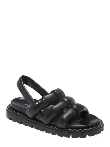 Prada Strappy Slingback Sandal - Nero