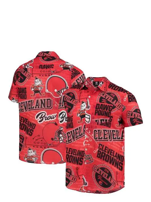 FOCO Cleveland Browns Thematic Button-up Shirt - Orange