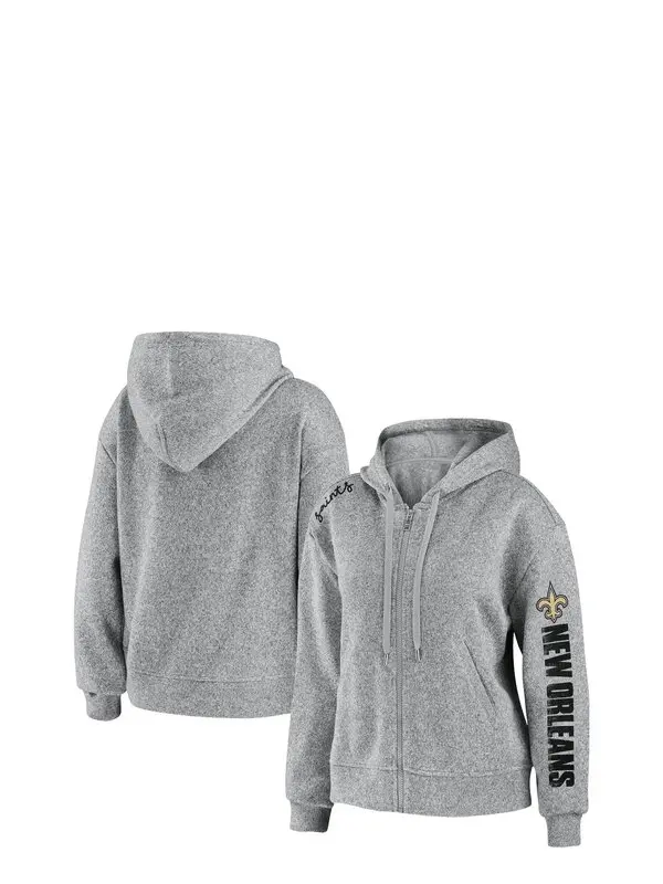 WEAR BY ERIN ANDREWS Heathered Gray New Orleans Saints Full-zip Hoodie - Heather Gray
