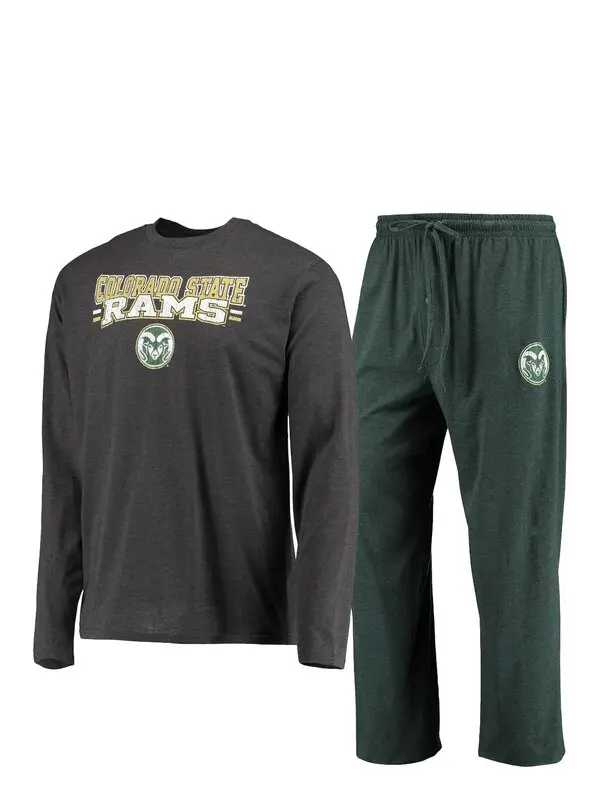 CONCEPTS SPORT Green/heathered Charcoal Colorado State Rams Meter Long Sleeve T-shirt & Pants Sleep Set - Heather Charcoal