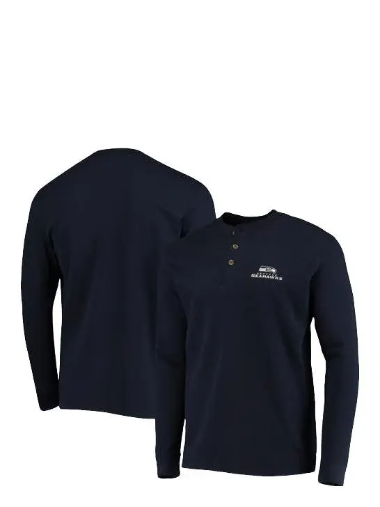 DUNBROOKE Seattle Seahawks Logo Maverick Thermal Henley Long Sleeve T-shirt - Navy