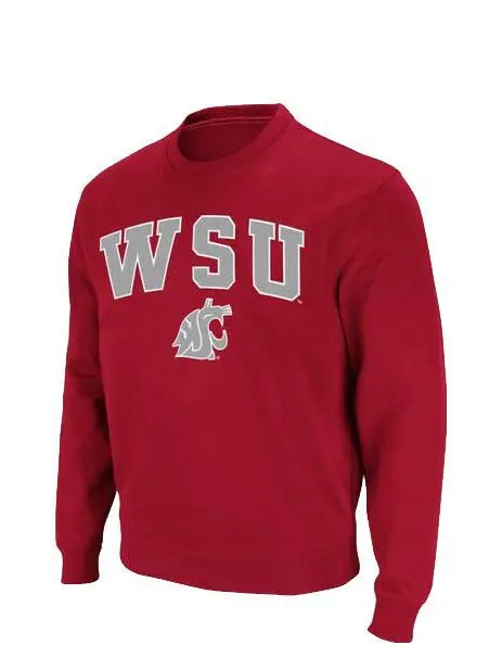 COLOSSEUM Washington State Cougars Arch & Logo Crew Neck Sweatshirt - Crimson