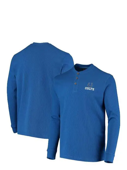 DUNBROOKE Indianapolis Colts Logo Maverick Thermal Henley Long Sleeve T-shirt - Royal
