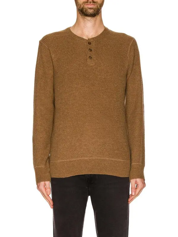SCHOTT Button Henley Sweater - Camel