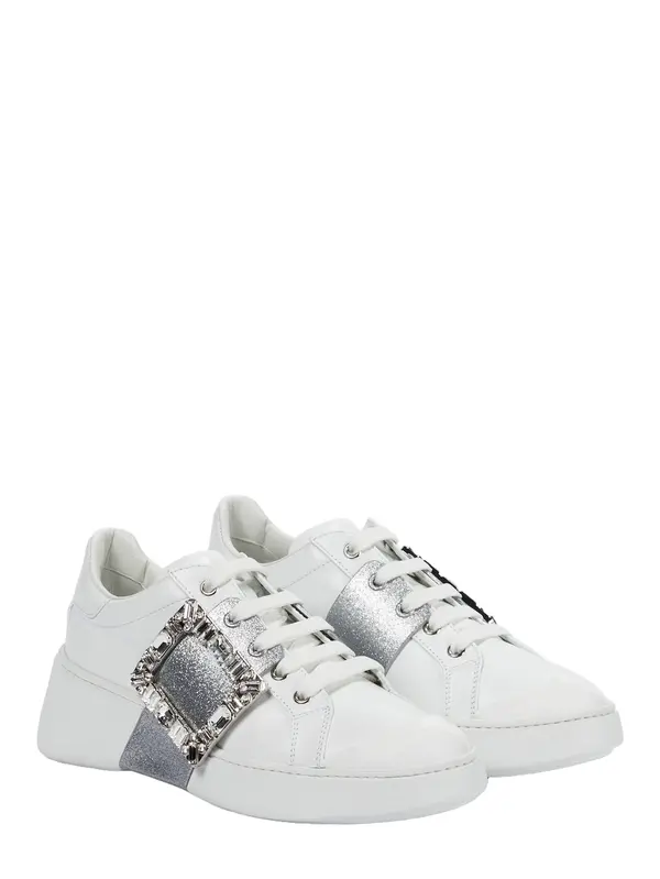 ROGER VIVIER Viv' Skate Leather Sneakers - White