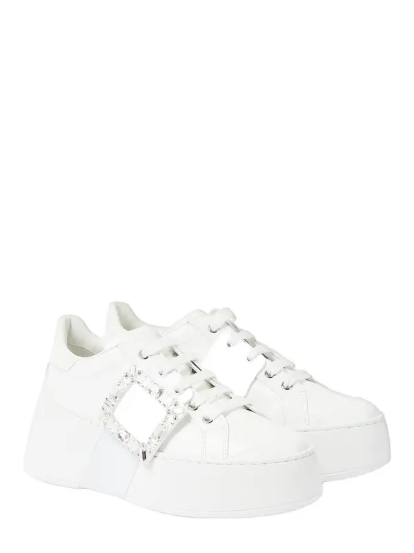 ROGER VIVIER Viv' Skate" Leather Sneakers With Embellished Buckle - White
