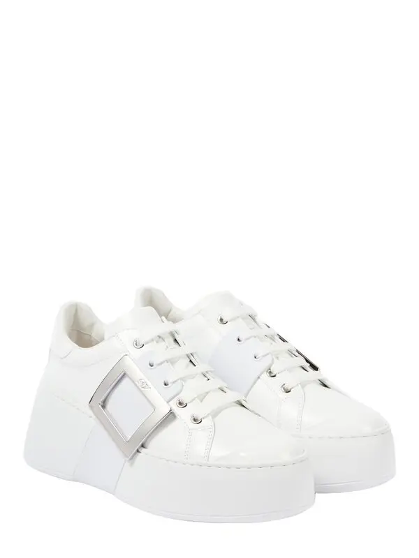 ROGER VIVIER Viv' Skate Leather Sneakers - White