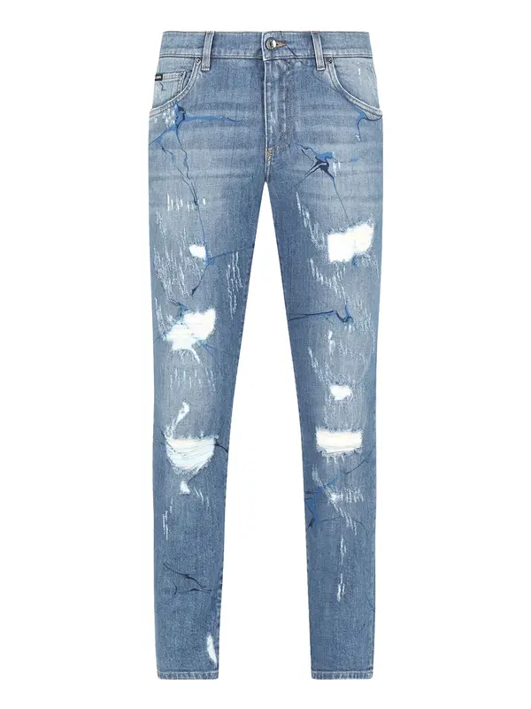 Dolce & Gabbana Graphic Distressed Jeans - Blue