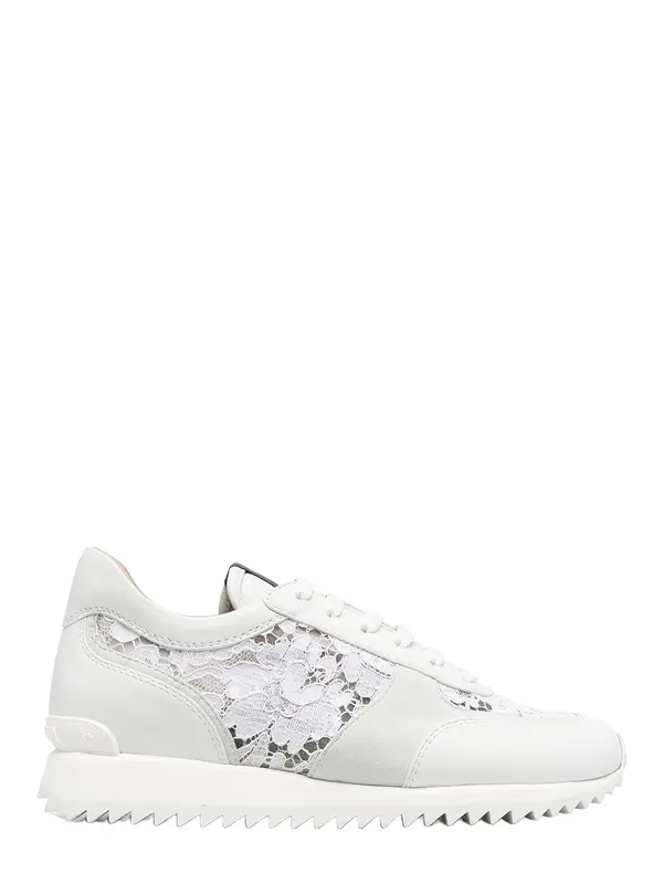 LE SILLA Lace-embroidered Leather Sneakers - White