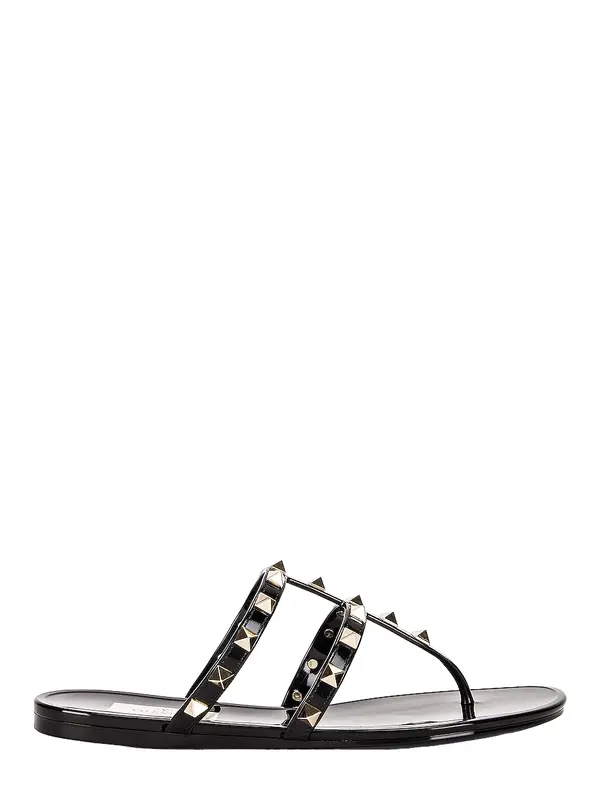 Valentino Garavani Summer Rockstud Thong Sandal - Nero