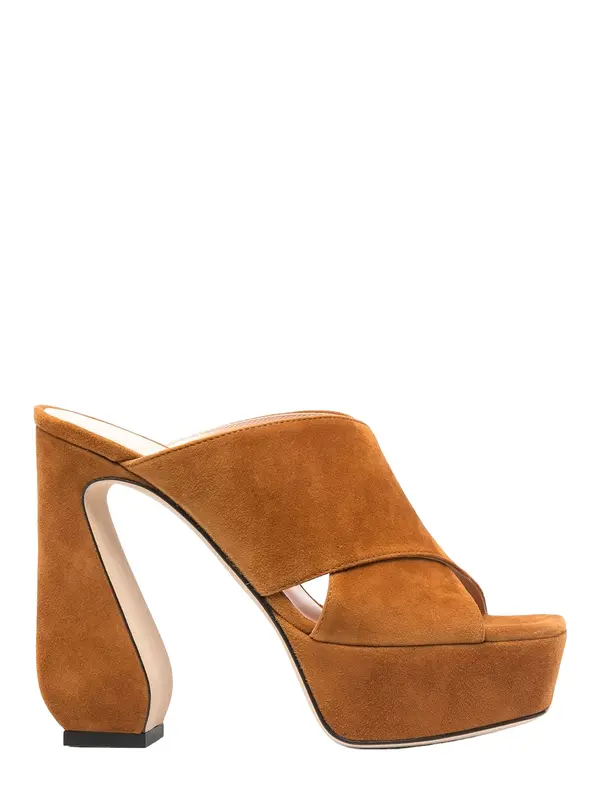 SERGIO ROSSI Criss-cross Platform Sandals - Brown