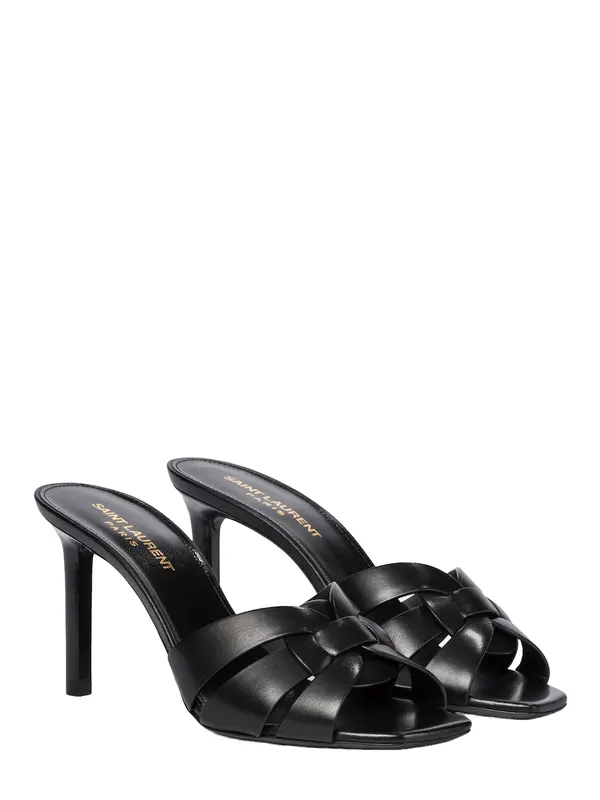 Saint Laurent Tribute 85 Leather Sandals - Black