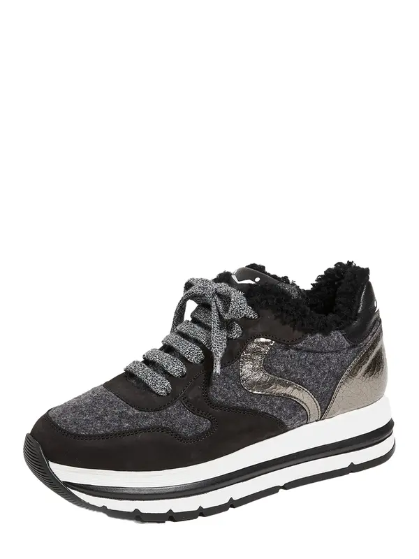 VOILE BLANCHE Maran Shearling Platform Sneakers - Black/grey