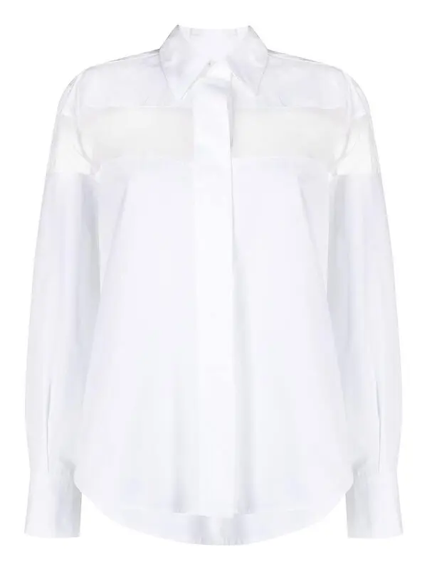 Valentino Garavani Sheer-panel Long-sleeve Shirt - White