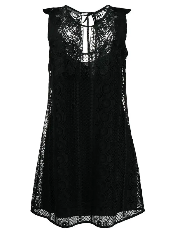 Alberta Ferretti Embroidered Sleeveless Dress - Black