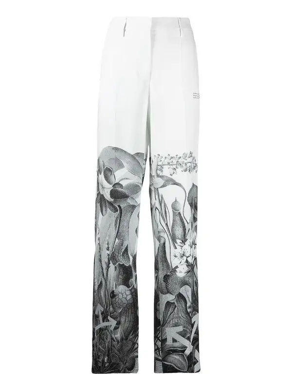 Off-White Botanical Print Trousers - White