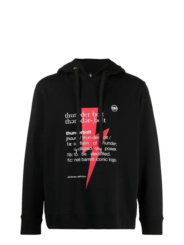 Neil Barrett Thunderbolt Print Hoodie - Black