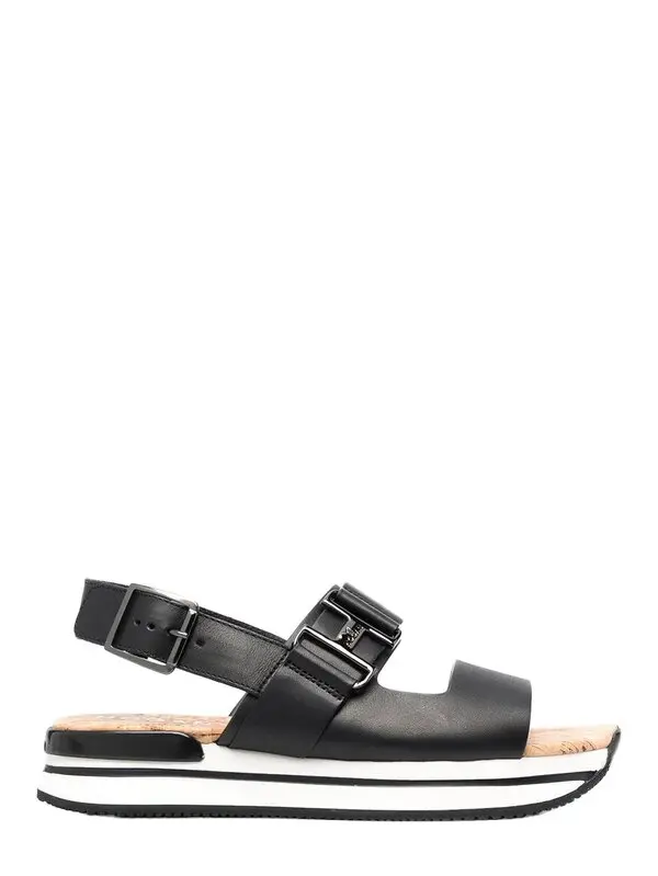 Hogan Cork Flatform Sandals - Black