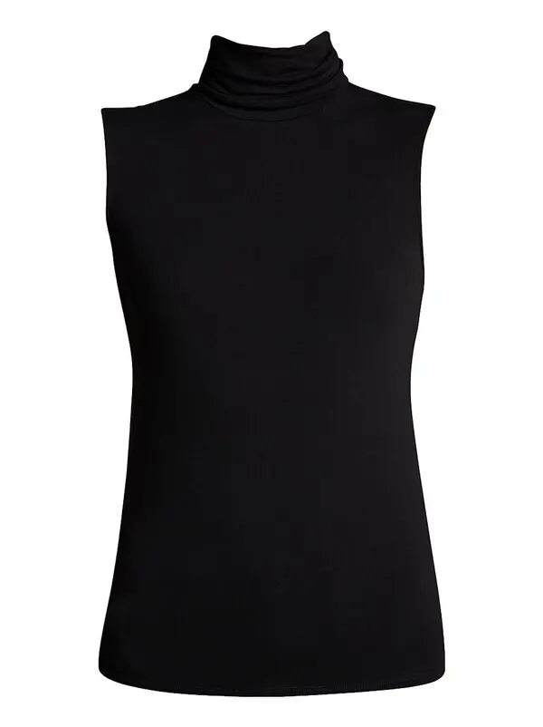 Majestic Filatures Soft Touch Viscose Turtleneck Top - Noir 002