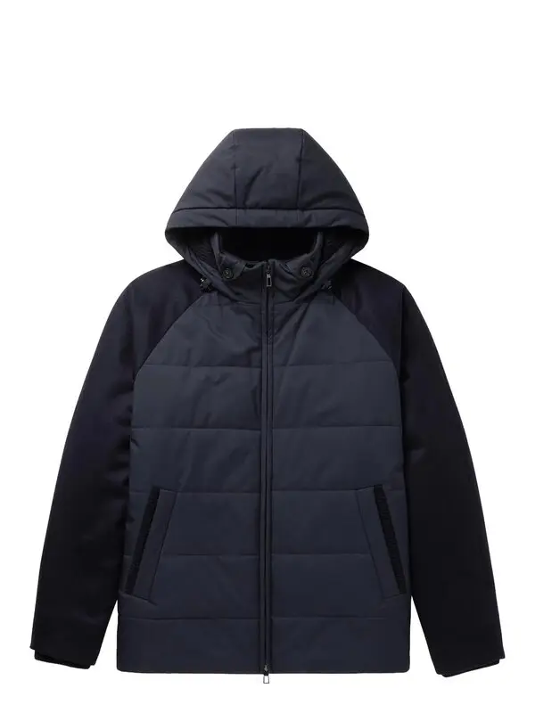 Loro Piana Cashmere-trimmed Quilted Softshell Hooded Jacket - Blue