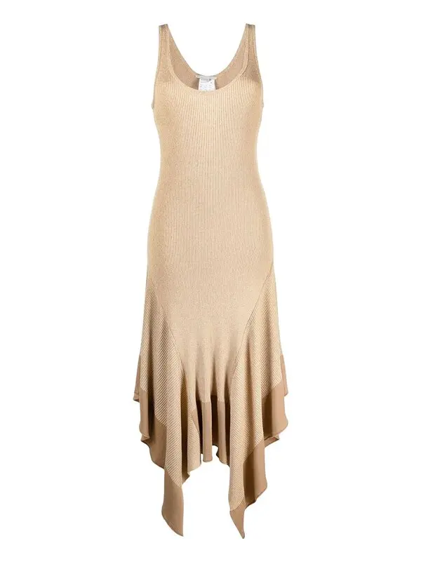 Stella McCartney Rib-knit Handkerchief-hem Dress - Neutrals