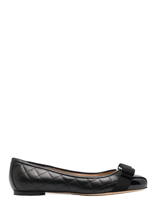 FERRAGAMO Varina Quilted Ballerina Shoes - Black